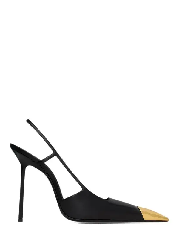 Saint Laurent Jeanne Slingback Pumps In Smooth Leather - Black