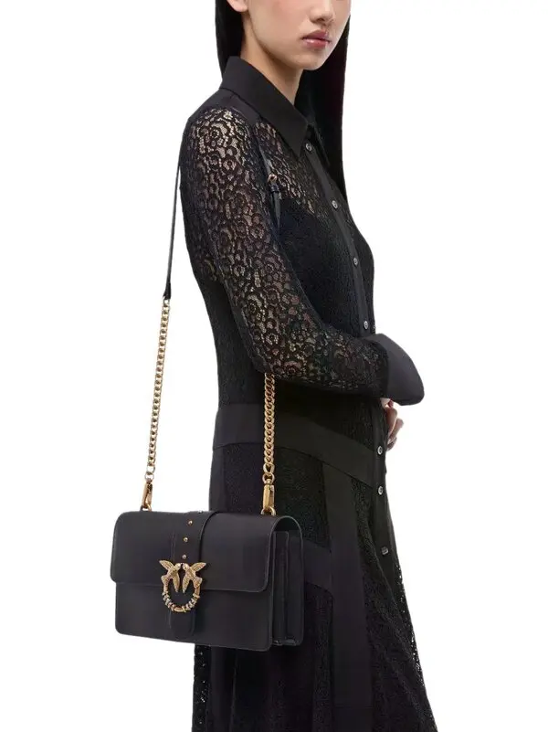 Pinko Love One Leather Shoulder Bag - Black