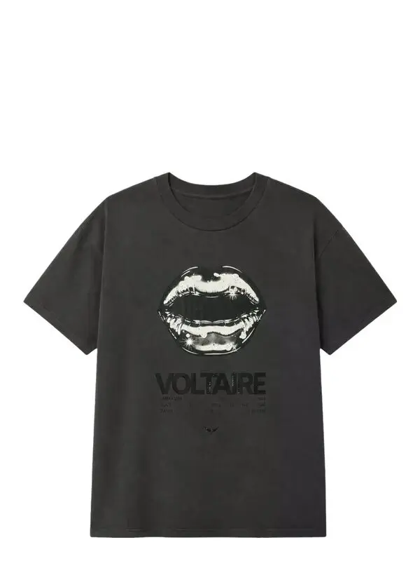 Zadig&Voltaire Tommer Hc Tour Lips-print T-shirt - Grey