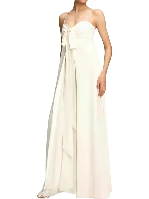Cinq À Sept Amberly Gown Bow-detail Maxi Dress - Neutrals