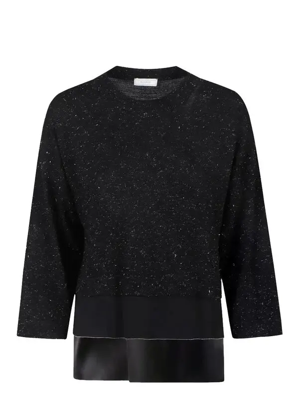 Peserico Layered Metallic-knit Sweater - Black
