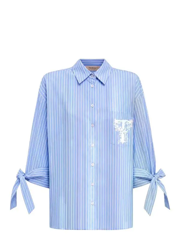 TWINSET Striped Shirt With Embroidered Logo - Blue