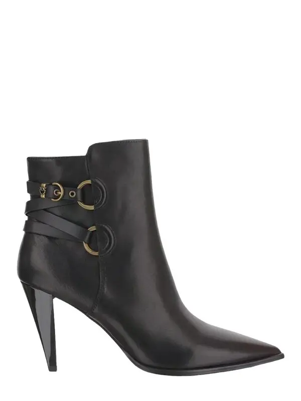 Pinko Buckle-fastening Pointed-toe Ankle Boots - Black