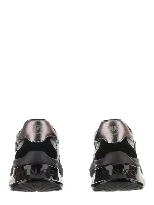 Pinko Ariel Leather Sneakers With Logo Plaque - Black