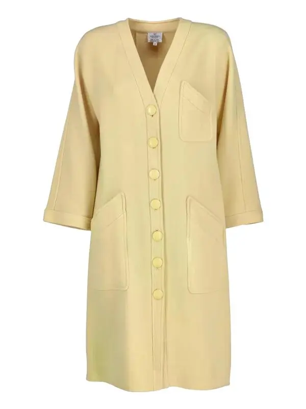 Valentino Garavani V-neck Patch-pockets Coat - Yellow