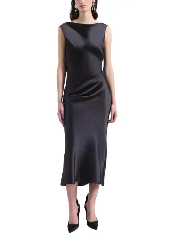 Nina Ricci Asymmetrical Draped Midi Dress - Black