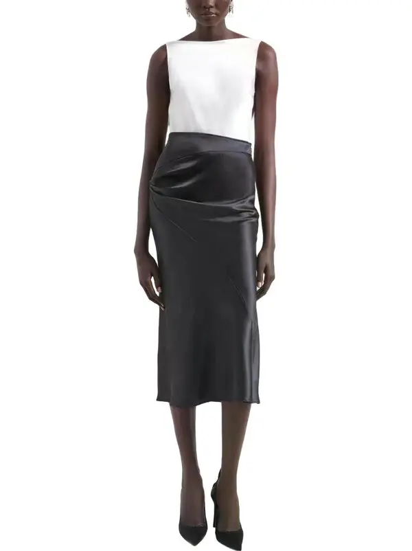 Nina Ricci Asymmetrical Draped Midi Skirt - Black