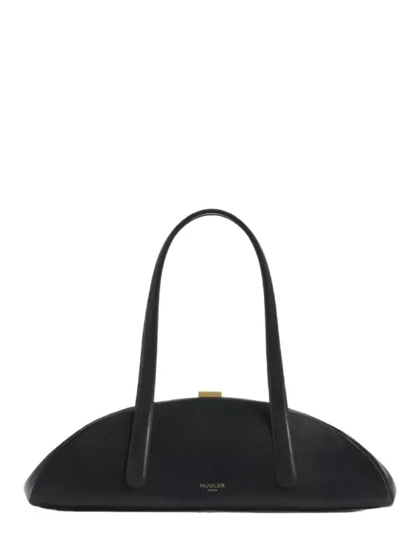 MUGLER Lua Leather Shoulder Bag - Black