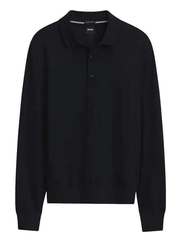 BOSS Polo Collar Long Sleeve Sweater - Blue