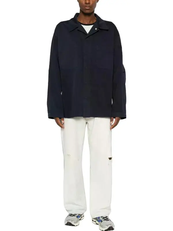 MAISON MARGIELA Concealed-fastening Patch-pocket Shirt Jacket - Blue