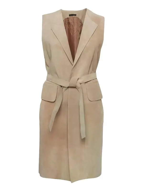 THE ROW Open-front Belted Sleeveless Coat - Neutrals