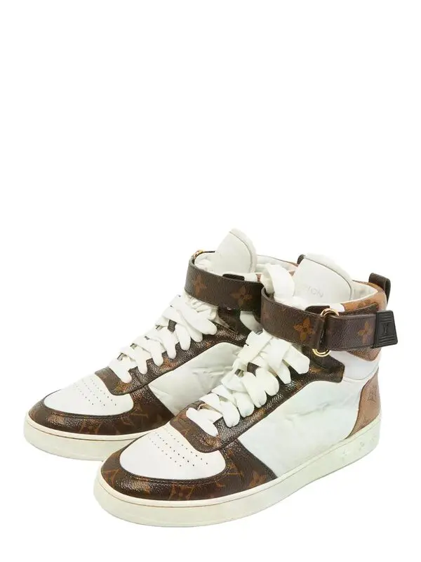 LOUIS VUITTON Monogram Reverse Boombox High Top Sneakers - White