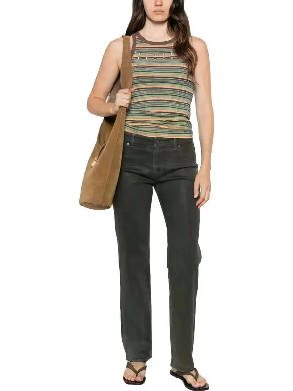 7 For All Mankind Calie Logo-patch Straight Jeans - Grey