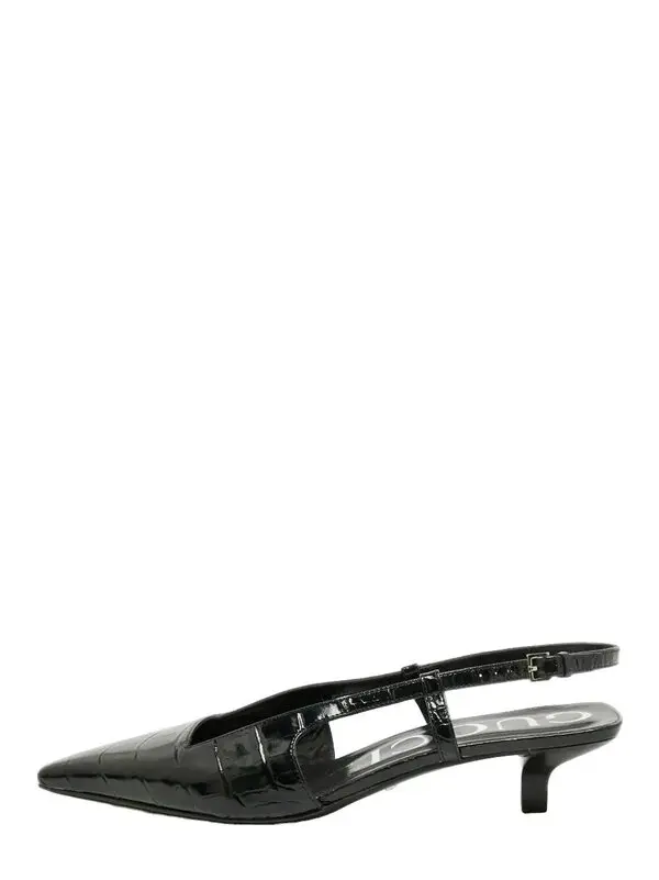 Gucci Croc-embossed Leather Slingback Pumps - Black