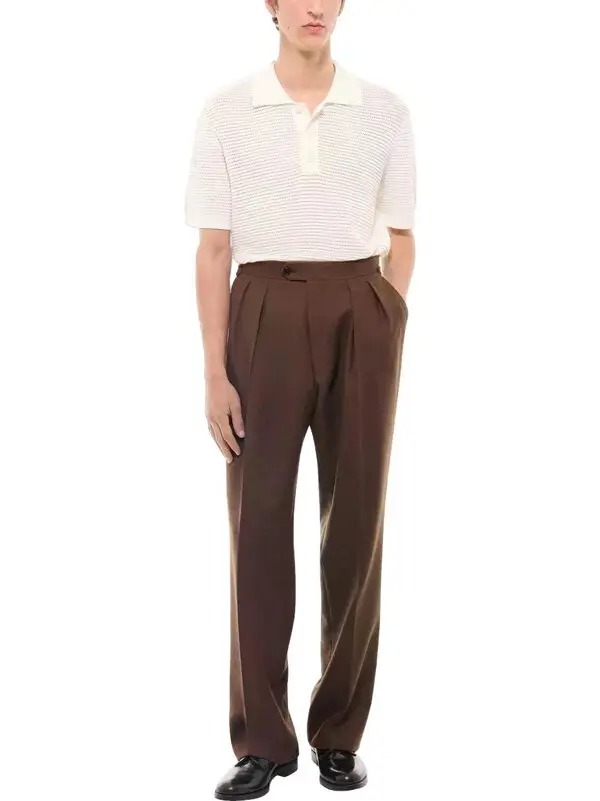 FURSAC Open-knit Cotton Polo Shirt - Neutrals