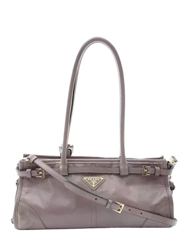 Prada Buckled Leather Handbag - Grey