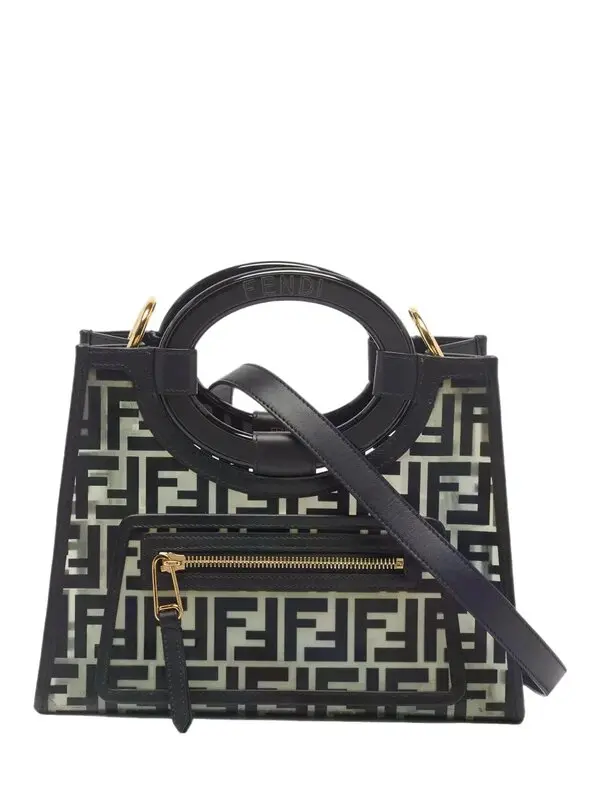 Fendi Small Runaway Tote Bag With Ff Motif - Black