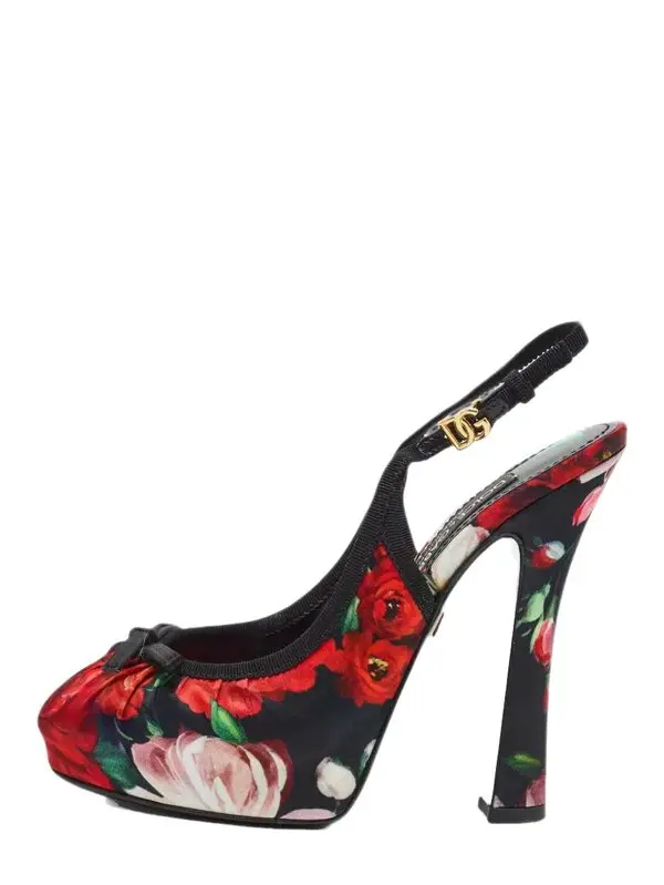 Dolce & Gabbana Vally Floral-print Platform Pumps - Black