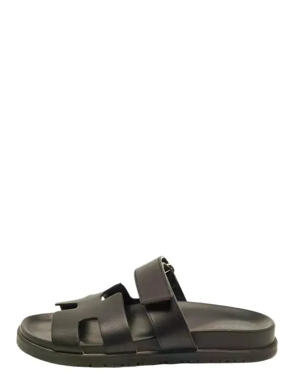 Hermès Chypre Touch-strap Sandals In Leather - Black