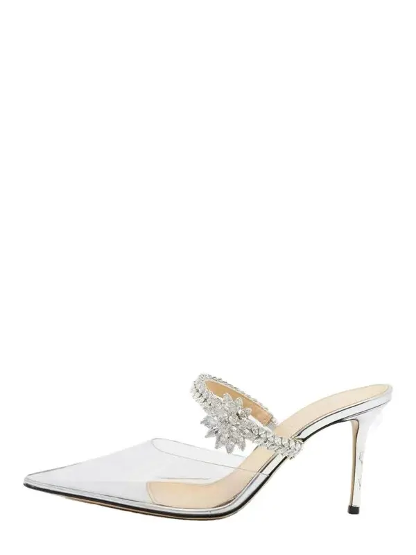 Mach & Mach Lotus Crystal-embellished Sandals - White