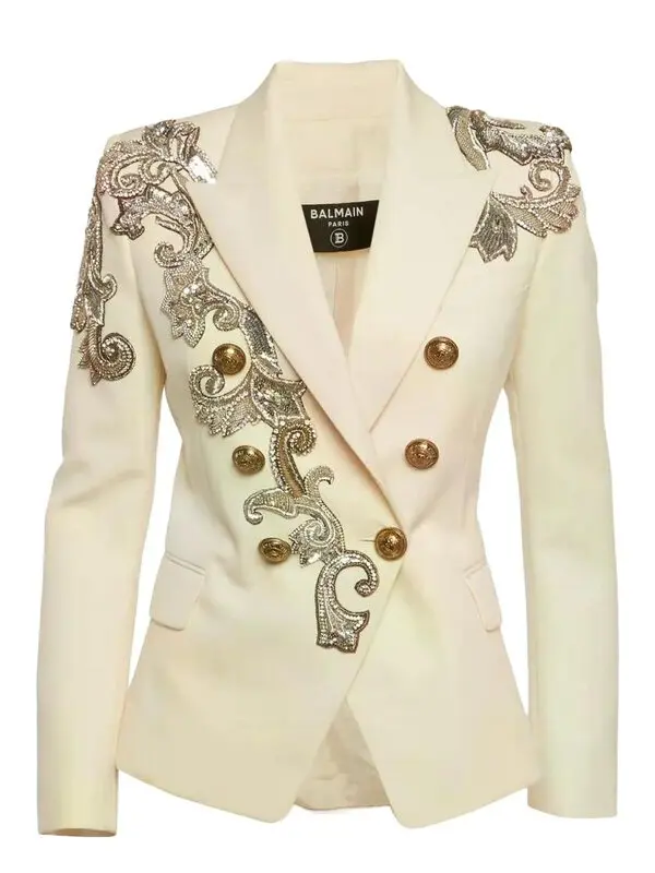 Balmain Embellished Double-breasted Blazer - Neutrals