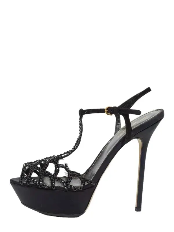 SERGIO ROSSI Embellished Ankle-strap Sandals - Black