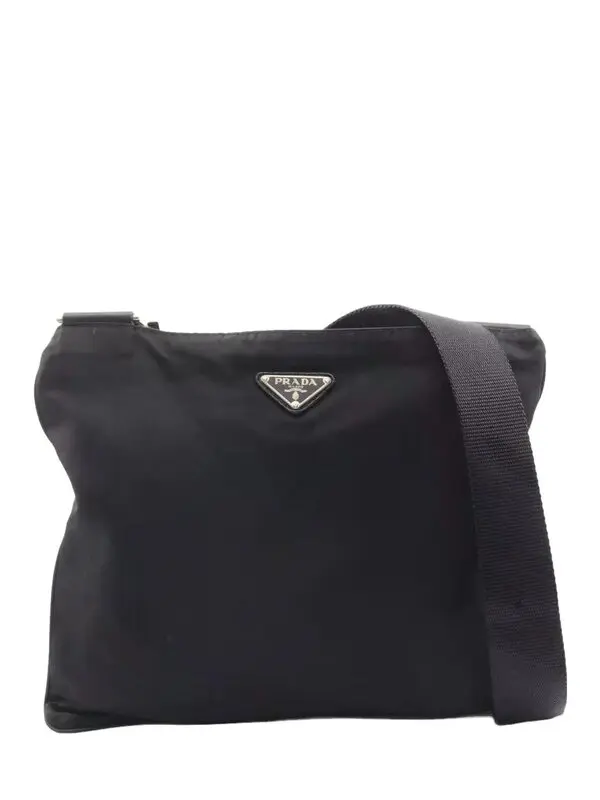 Prada Triangle Logo Shoulder Bag - Black