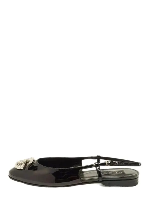 Gucci Horsebit Slingback Flat Pumps - Black