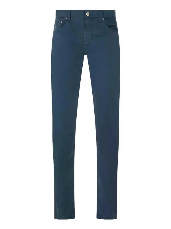 PT TORINO Slim Cut Trousers With Rear Logo Patch - Blue