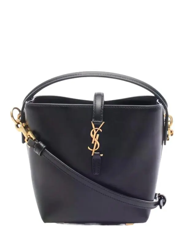 Saint Laurent 2010s Logo-plaque Leather Handbag - Black