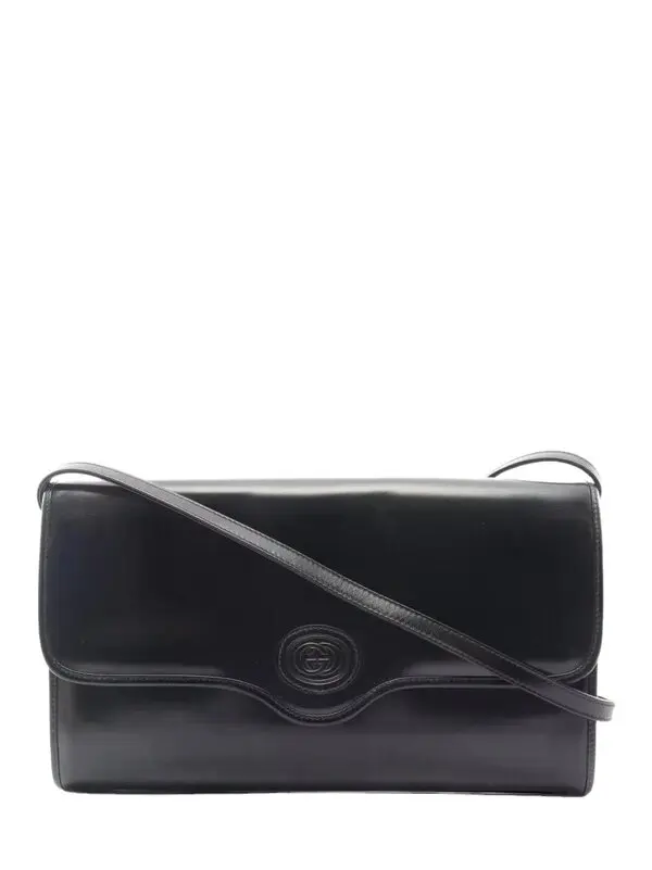 Gucci 2000s Interlocking G Leather Shoulder Bag - Black
