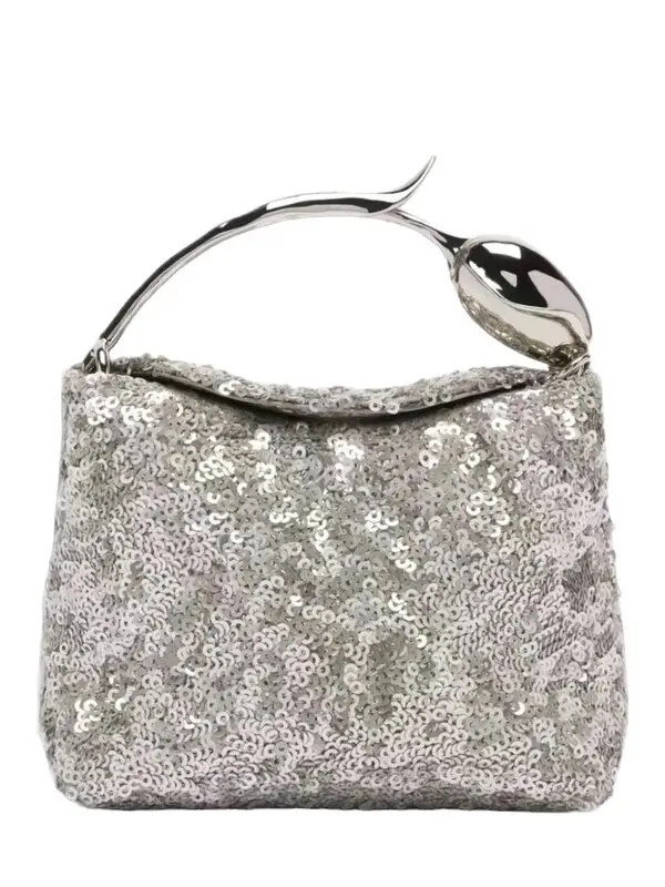 Erdem Micro Bloom Sequin-embellished Mini Bag - Silver