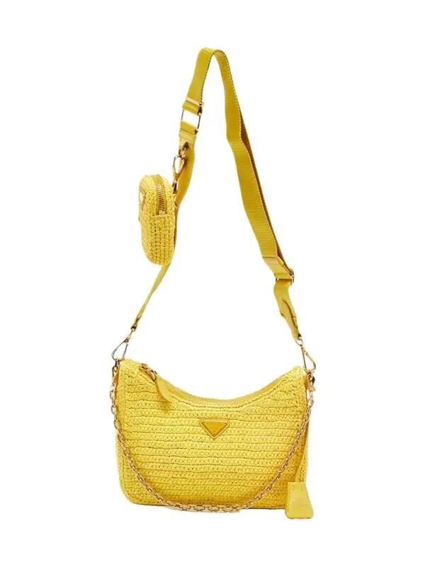 Prada Re-edition 2005 Raffia Shoulder Bag - Yellow