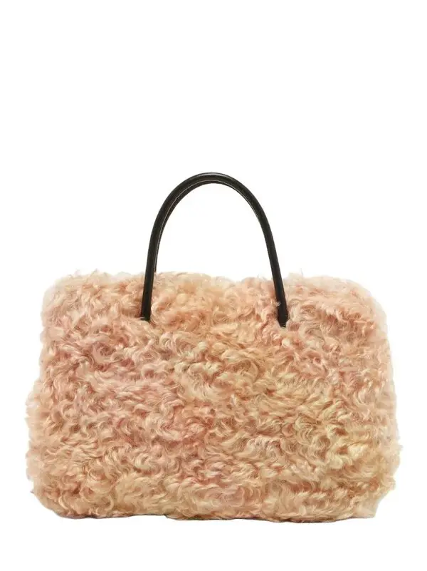 Moschino Logo-patch Shearling Tote Bag - Orange