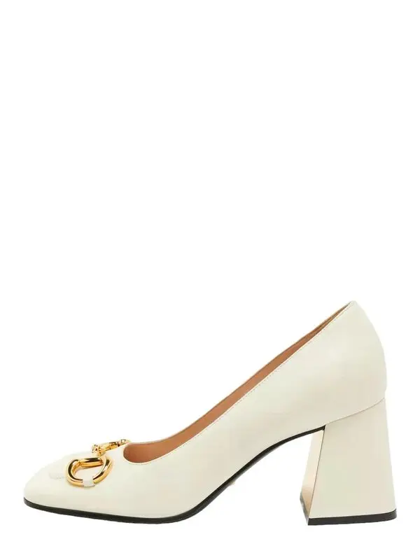 Gucci Horsebit Block-heel Pumps - White