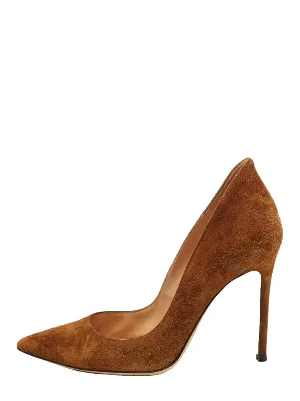 GIANVITO ROSSI Suede Pointed Toe Stiletto Pumps - Brown