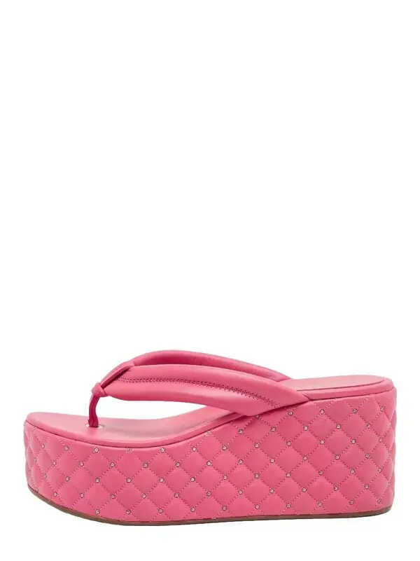 LE SILLA Quilted Studded Wedge Sandals - Pink