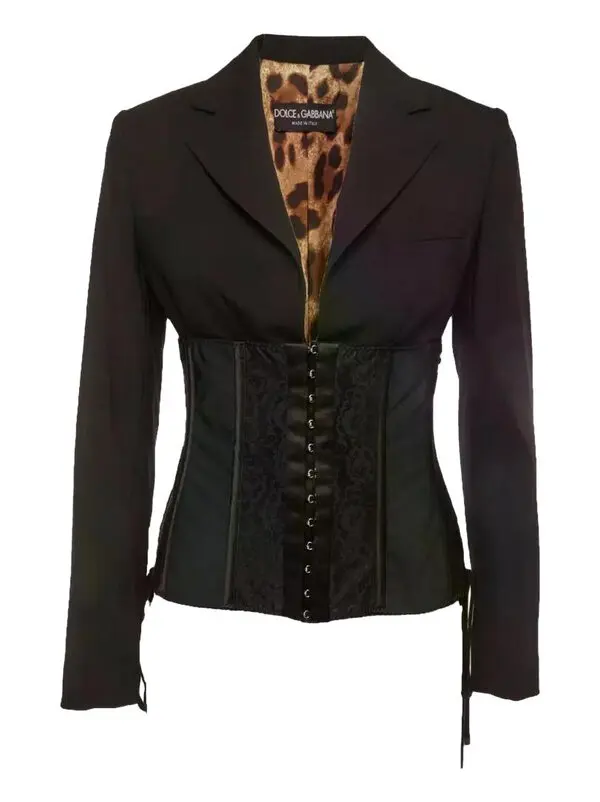 Dolce & Gabbana Lace-trim Bustier Shirt - Black