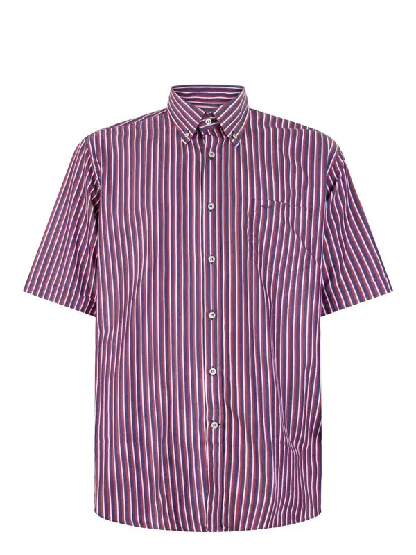 Paul & Shark Vertical-stripe Short-sleeved Shirt - Blue