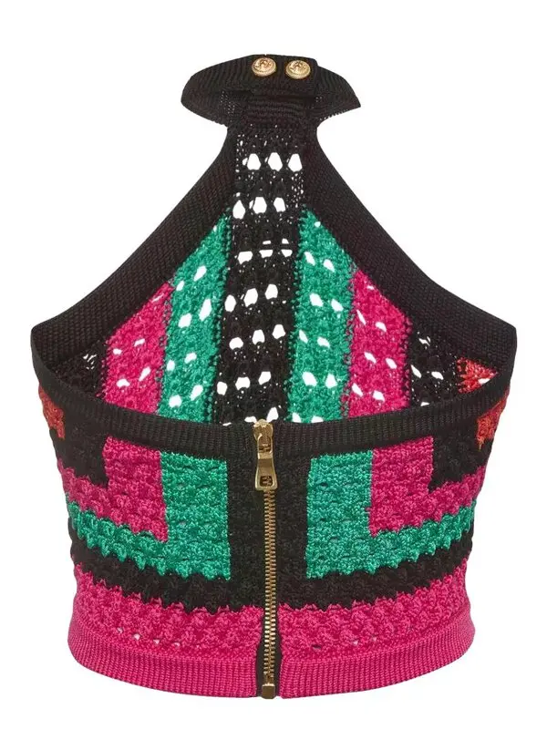 Balmain Halter-neck Cropped Top - Black