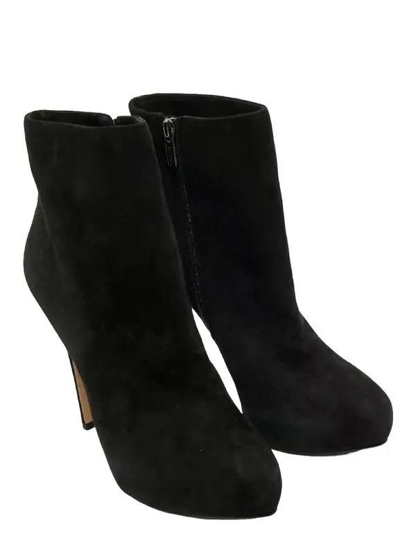 LE SILLA Suede Pointed Toe Zip-up Ankle Boots - Black