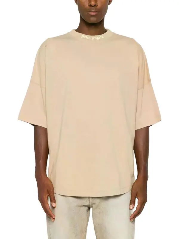 Palm Angels Logo-print Drop-shoulder T-shirt - Neutrals