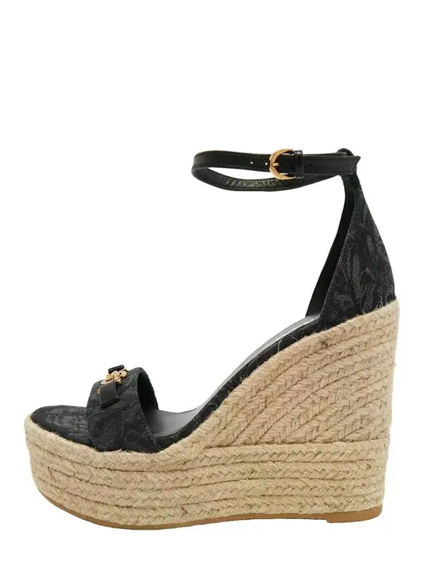 Versace Medusa Jacquard Wedge Sandals - Black