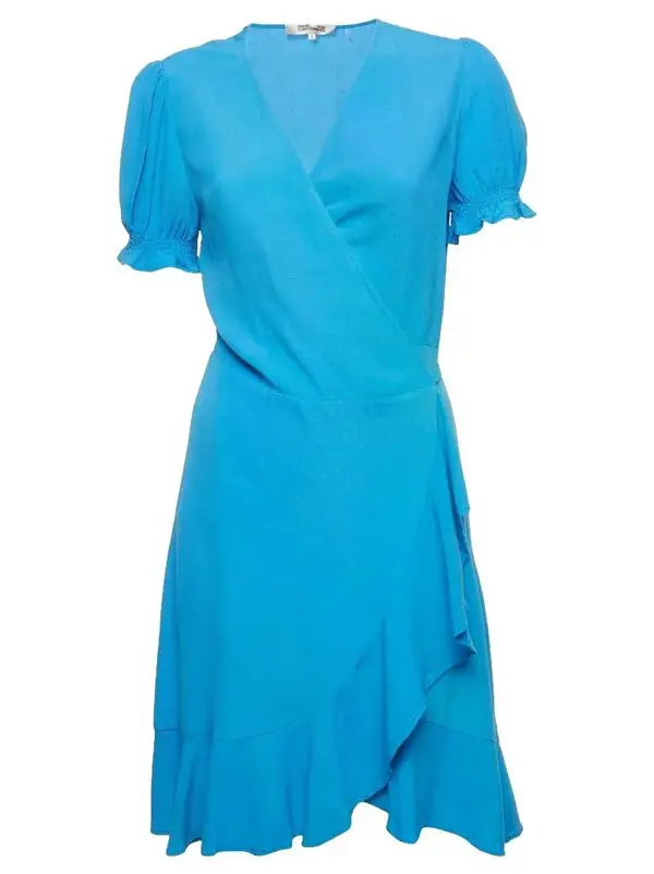 Diane Von Furstenberg Ruffled Wrap Mini Dress - Blue