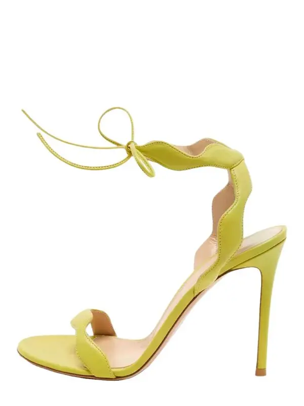 GIANVITO ROSSI Wavy Ankle-tie Stiletto Sandals - Green