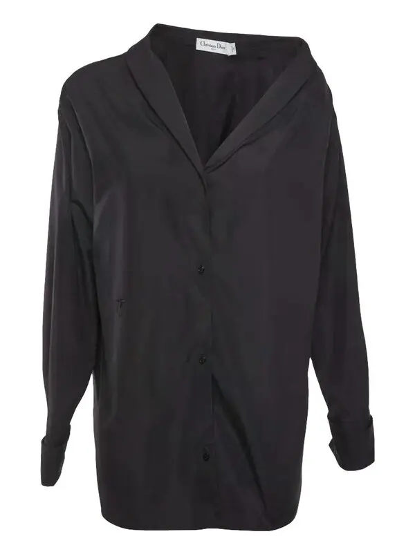 Dior Asymmetrical Embroidered Logo Shirt - Black