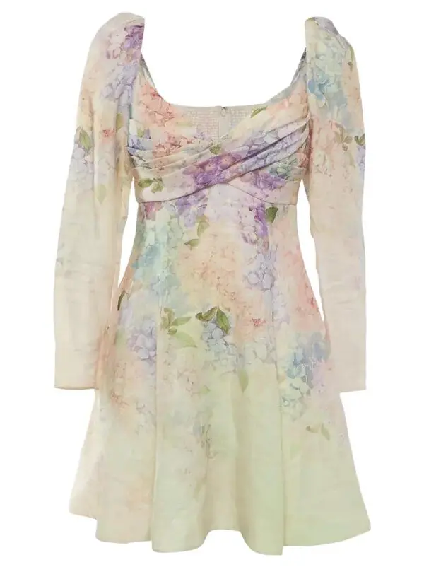 Zimmermann Dawning Floral-print Mini Dress - Neutrals
