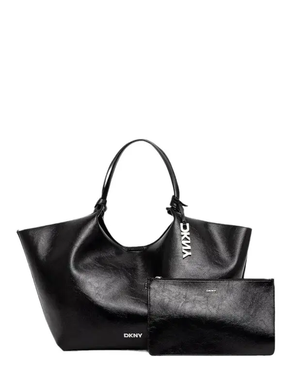 Dkny Logo-plaque Knotted Tote Bag - Black