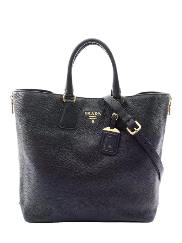 Prada Leather Two-way Handbag - Black