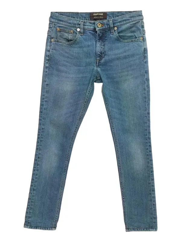Roberto Cavalli Serpent Detail Denim Jeans - Blue